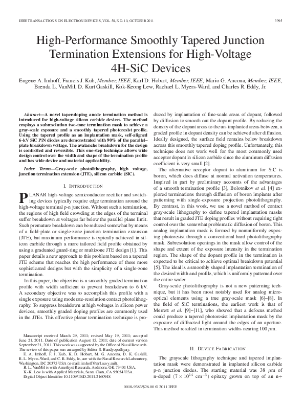 (PDF) High-Performance Smoothly Tapered Junction Termination Extensions ...