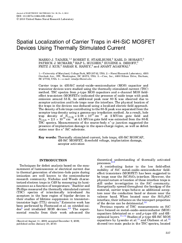 (PDF) Spatial Localization of Carrier Traps in 4H-SiC MOSFET Devices ...