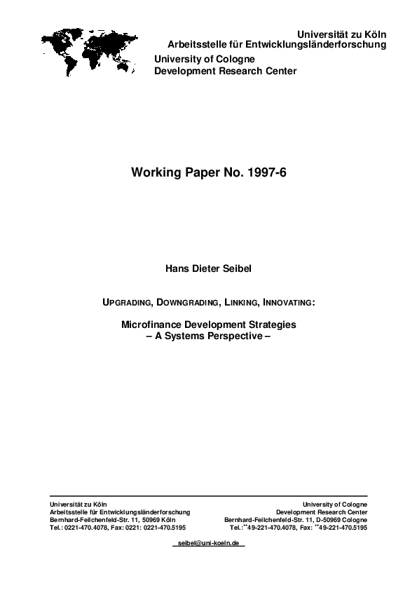 (PDF) Upgrading, Downgrading, Linking, Innovating: Microfinance ... (PDF) Upgrading, Downgrading, Linking, Innovating: Microfinance ...