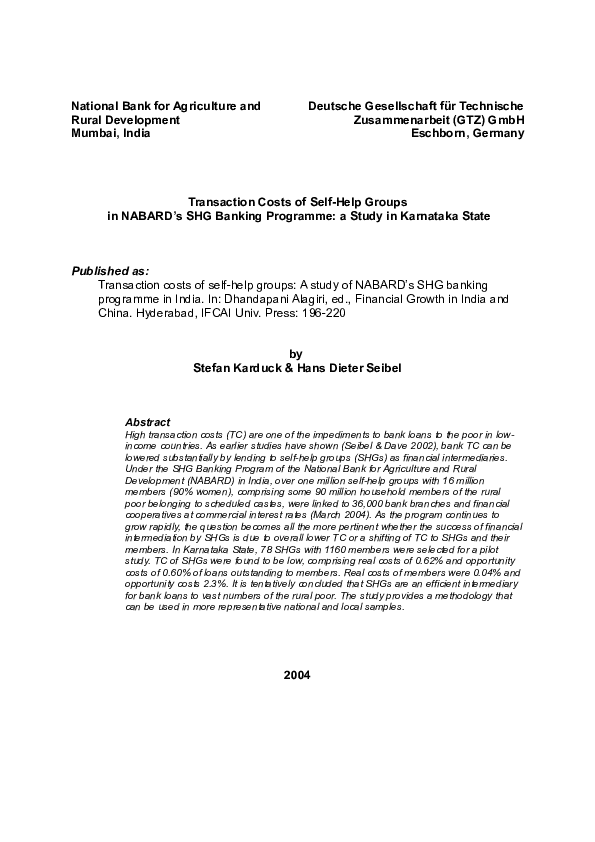 (DOC) A Study of NABARD's SHG Banking Program in India1