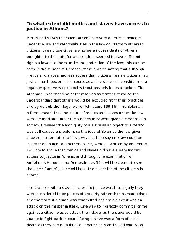 (DOC) To what extent did metics and slaves have access to justice in Athens