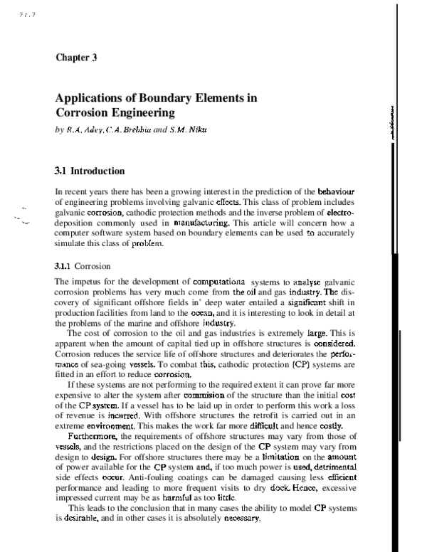 (PDF) Applications of Boundary Elements in Corrosion Engineering