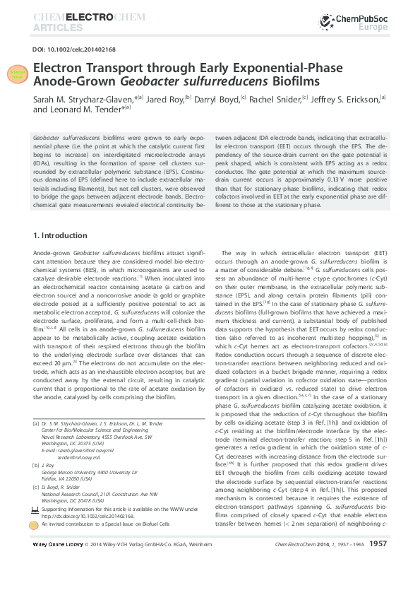 (PDF) Electron Transport through Early Exponential-Phase Anode-Grown ...