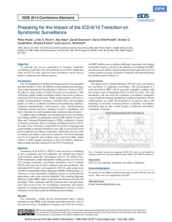 (PDF) Preparing for the Impact of the ICD-9/10 Transition on Syndromic ...