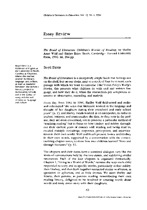 (PDF) The Braid of Literature: Children's Worlds of Reading