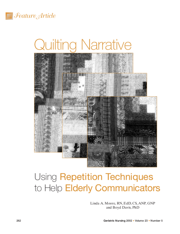 (PDF) Quilting narrative: Using repetition techniques to help elderly ...
