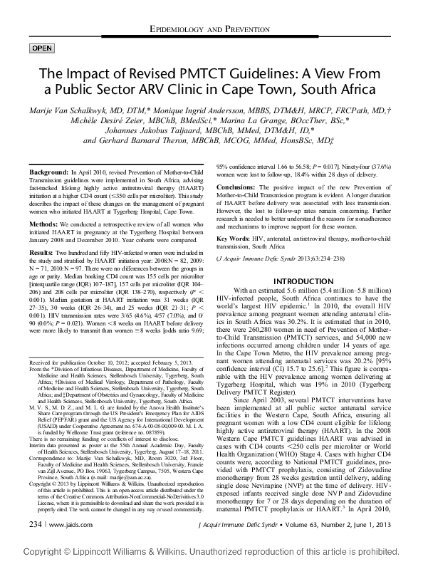 (PDF) The Impact of Revised PMTCT Guidelines