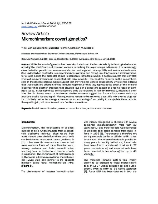 (PDF) Microchimerism: covert genetics?