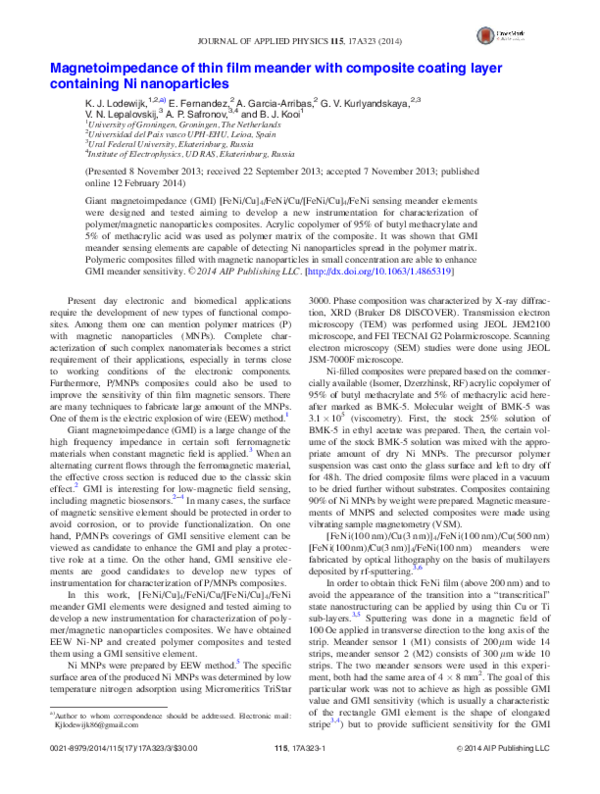 (PDF) Magnetoimpedance of thin film meander with composite coating ...