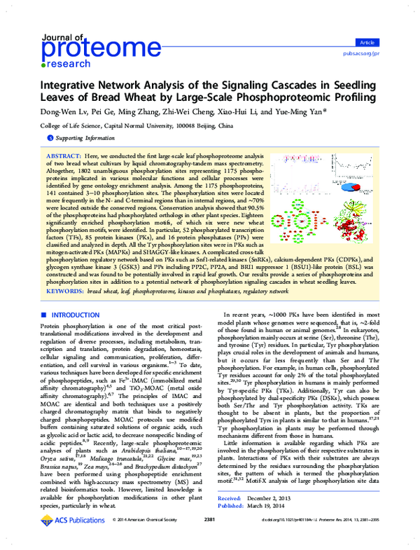 (PDF) Integrative Network Analysis of the Signaling Cascades in Seedling Leaves of Bread Wheat ...