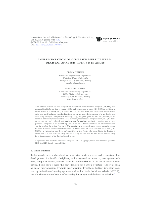 Pdf Implementation Of Gis Based Multicriteria Decision Analysis With Vb In Arcgis