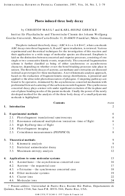 (PDF) Photo induced three body decay