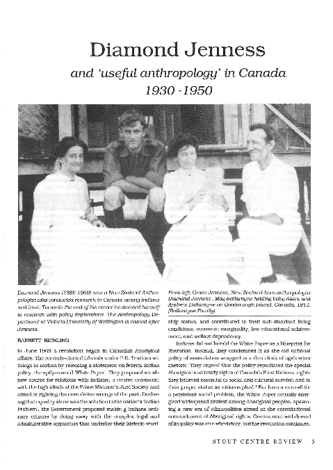 (PDF) Diamond Jenness and 'Useful Anthropology' in Canada 1930-1950