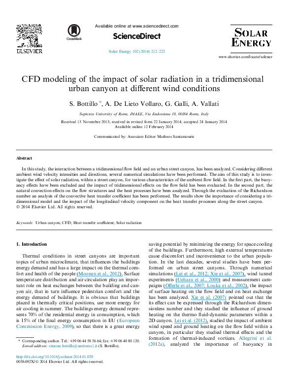 (PDF) CFD modeling of the impact of solar radiation in a tridimensional ...