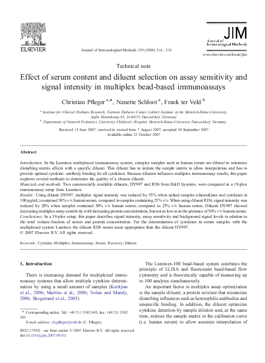 (PDF) Effect of serum content and diluent selection on assay ...