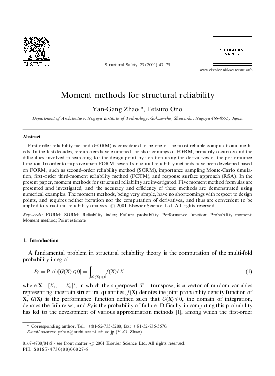 (PDF) Moment methods for structural reliability