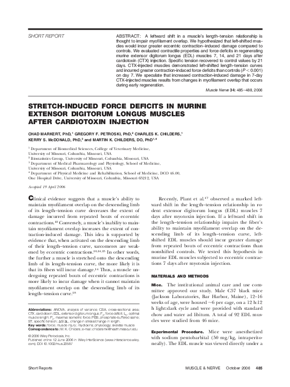 (PDF) Stretch-induced force deficits in murine extensor digitorum ...