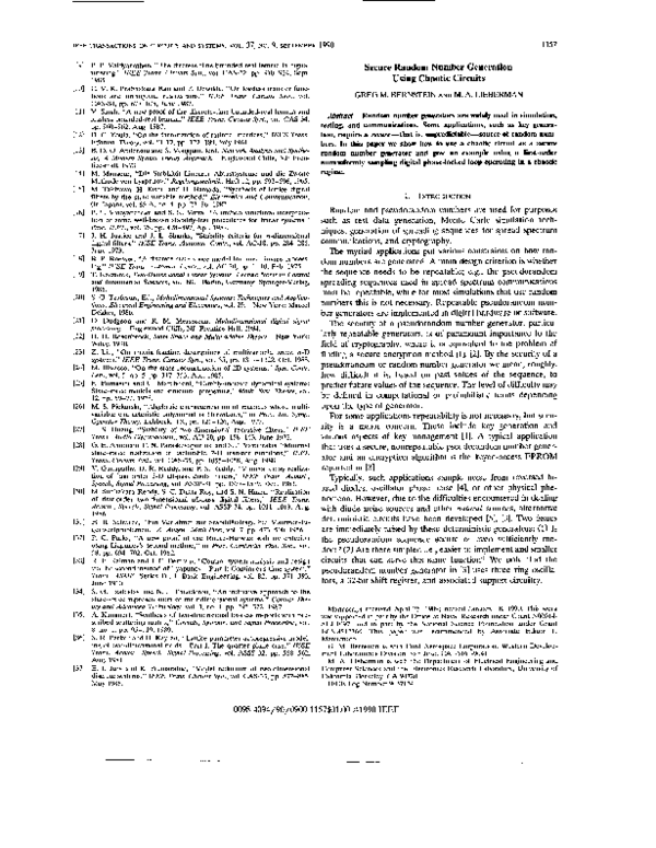 Pdf Secure Random Number Generation Using Chaotic Circuits