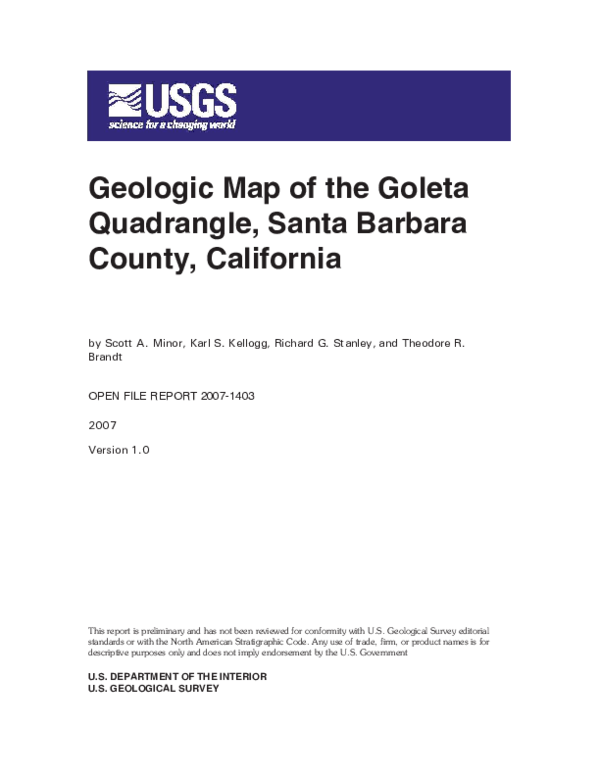 (PDF) Geologic Map of the Goleta Quadrangle, Santa Barbara County ...