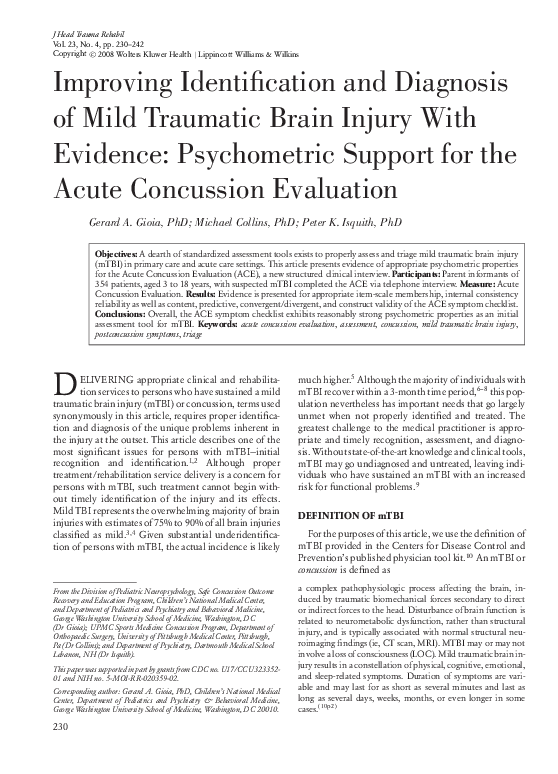 (PDF) Improving Identification and Diagnosis of Mild Traumatic Brain ...