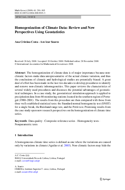 Pdf Homogenization Of Climate Data Review And New Perspectives Using