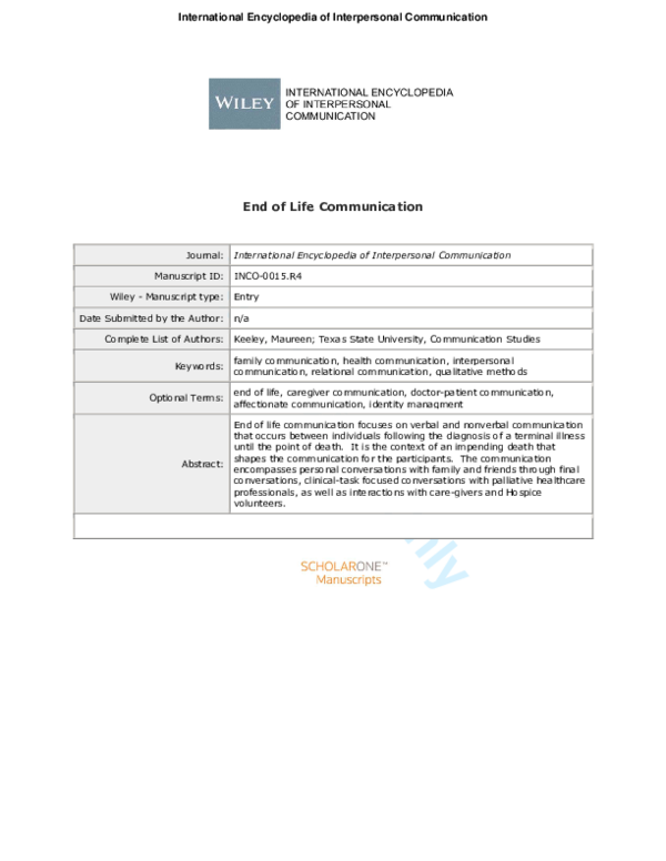 (PDF) End-of-Life Communication
