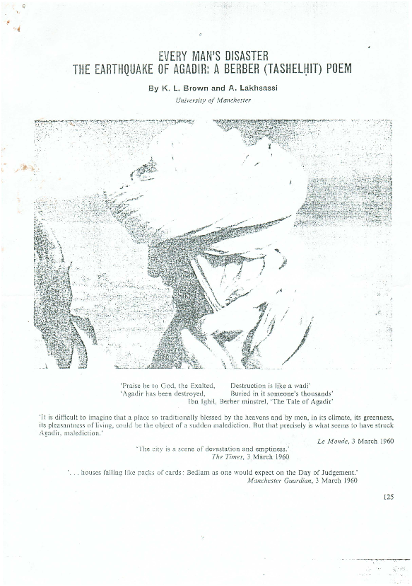 (PDF) Berber poem on the earthquake of Agadir : text, yranslation, analysis