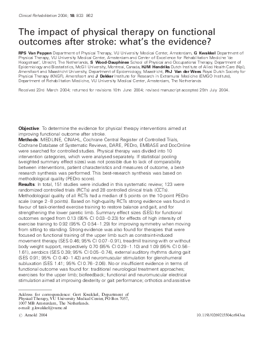 (PDF) The impact of physical therapy on functional outcomes after ...