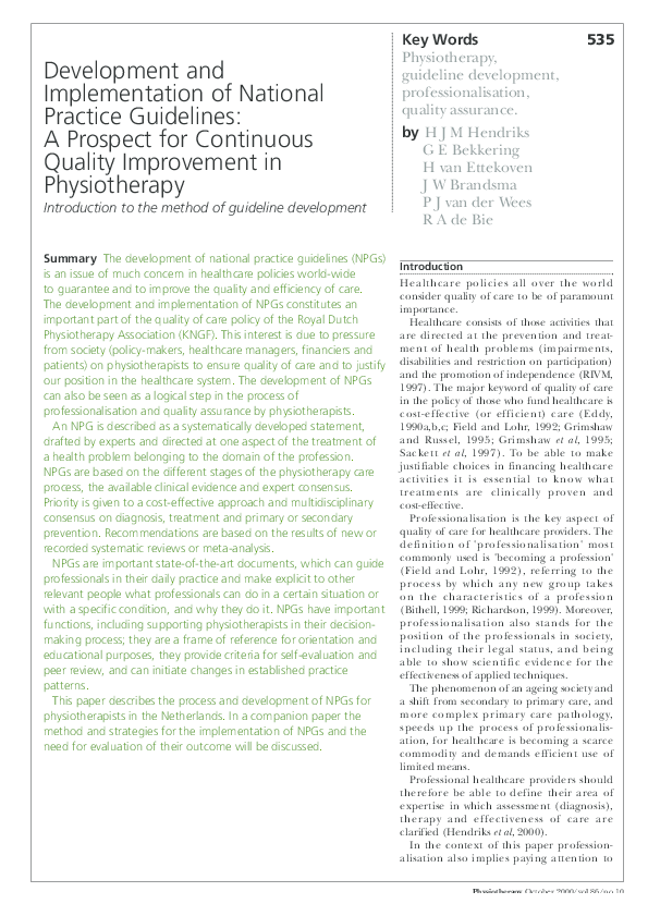 (PDF) Development and Implementation of National Practice Guidelines: A ...