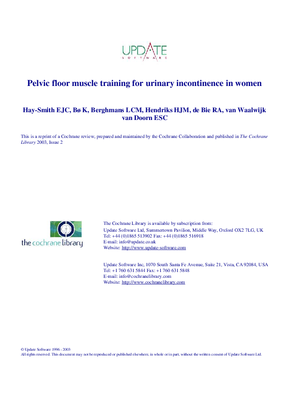 (PDF) Pelvic floor muscle training for urinary incontinence in women