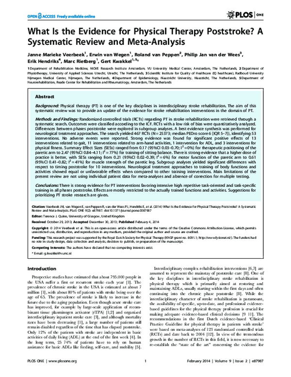 (PDF) What Is the Evidence for Physical Therapy Poststroke? A ...