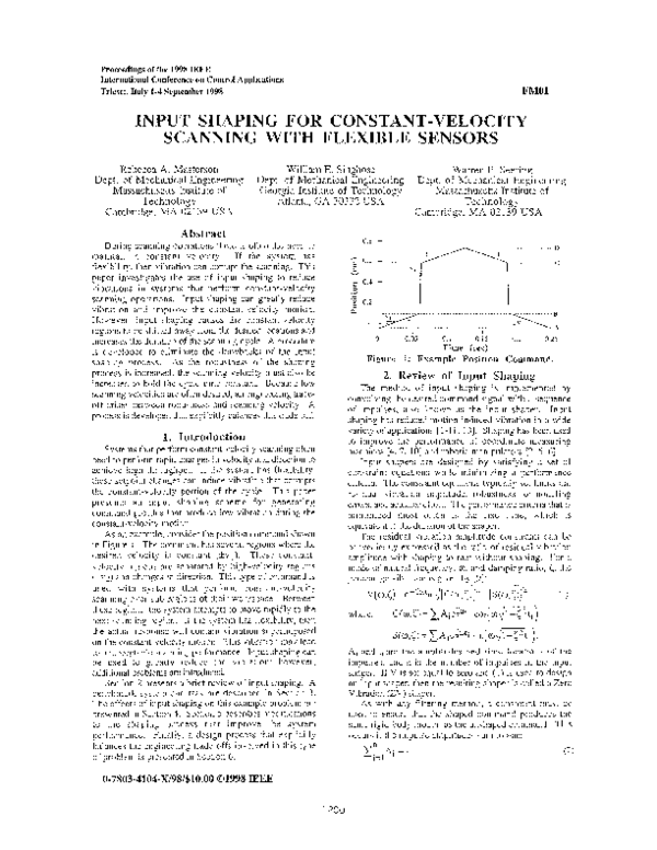 Pdf Input Shaping For Constant Velocity Scanning With Flexible Sensors