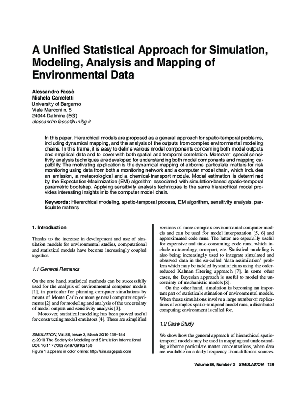 Pdf A Unified Statistical Approach For Simulation Modeling Analysis And Mapping Of