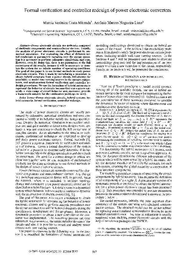(PDF) Formal verification and controller redesign of power electronic converters