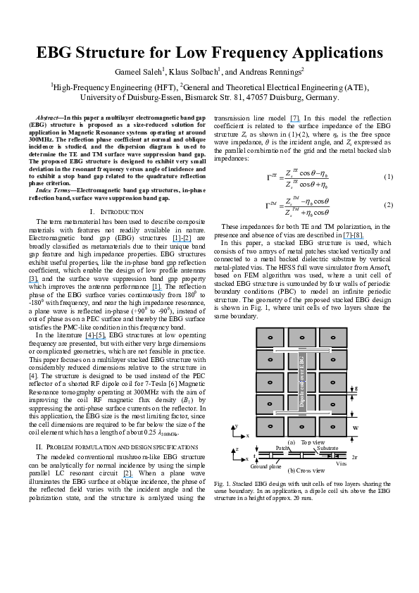 (PDF) EBG structure for low frequency applications