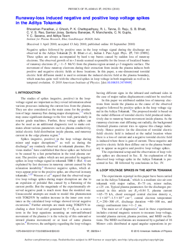 (PDF) Runaway-loss induced negative and positive loop voltage spikes in ...