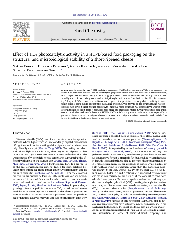 (PDF) Effect of TiO2 photocatalytic activity in a HDPE-based food ...