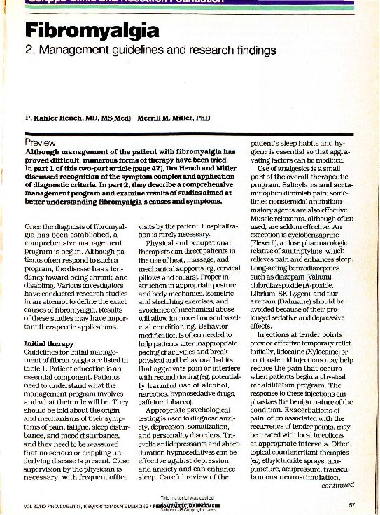 (PDF) Fibromyalgia, 2. Management guidelines and research findings