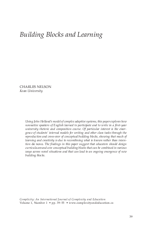 (PDF) Building Blocks and Learning