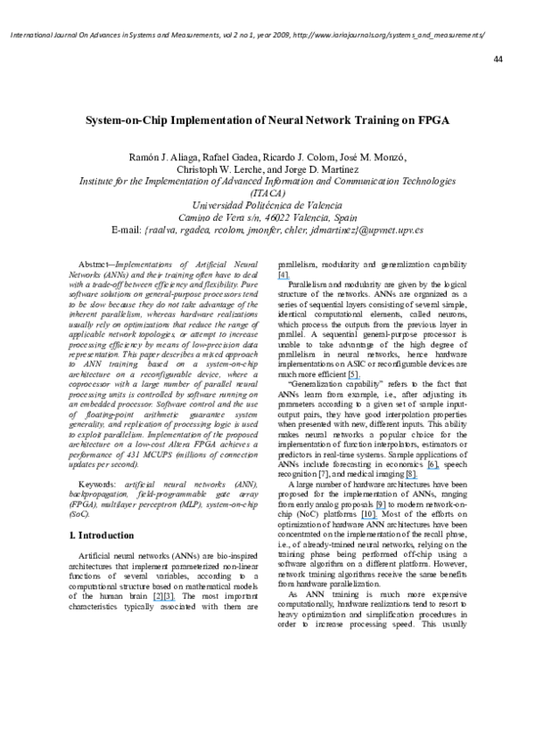 Pdf System On Chip Implementation Of Neural Network Training On Fpga