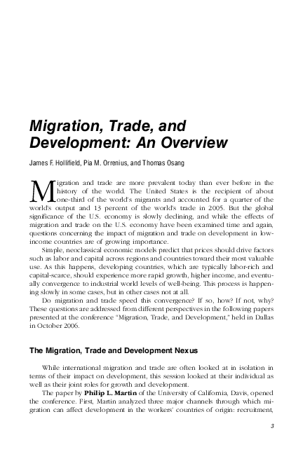 (PDF) Migration, trade, and development: an overview