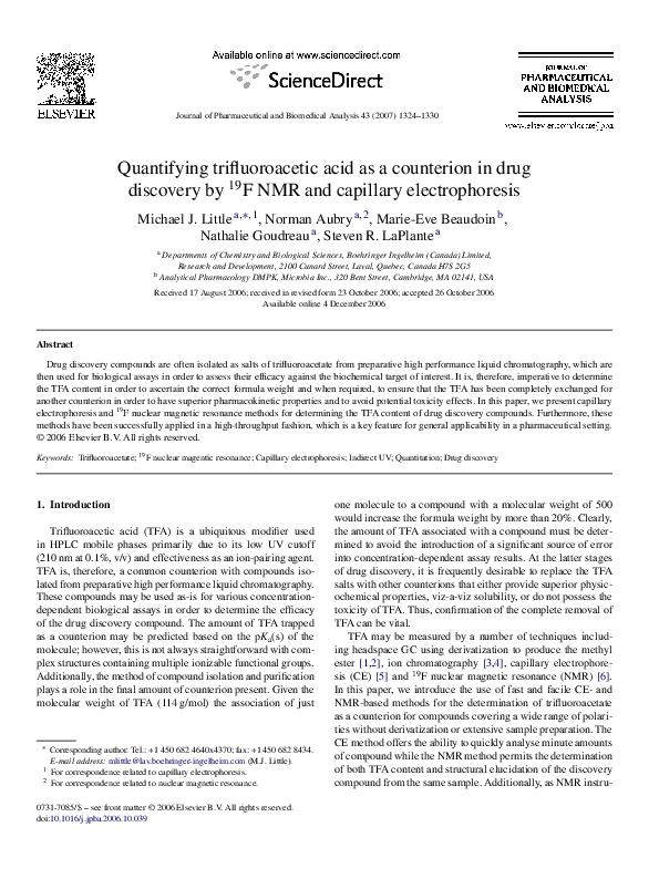 (PDF) Quantifying trifluoroacetic acid as a counterion in drug ...