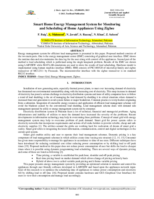 (PDF) Smart Home Energy Management System for Monitoring and Scheduling ...