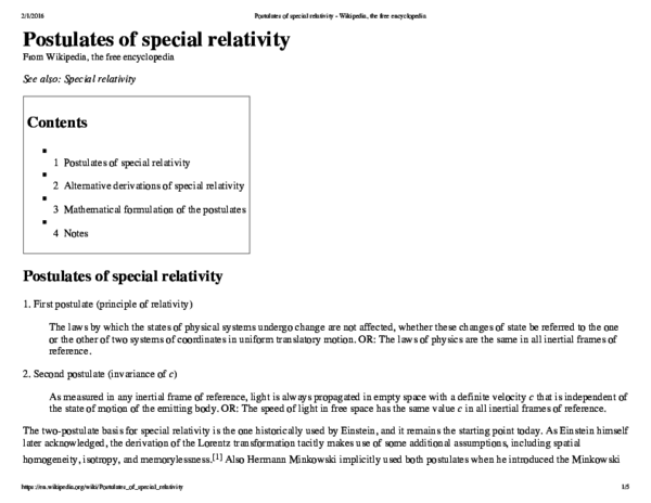 (PDF) Postulates of special relativity