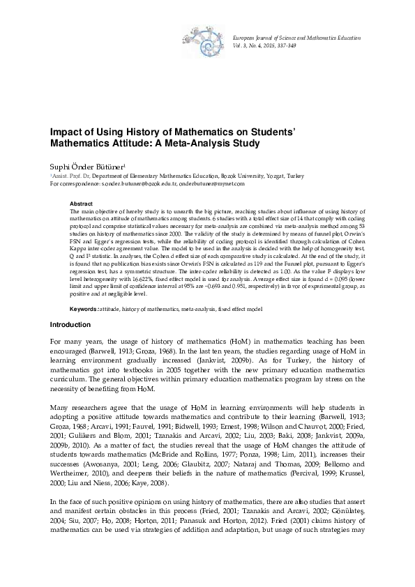 (PDF) Impact of Using History of Mathematics on Students Mathematics ...