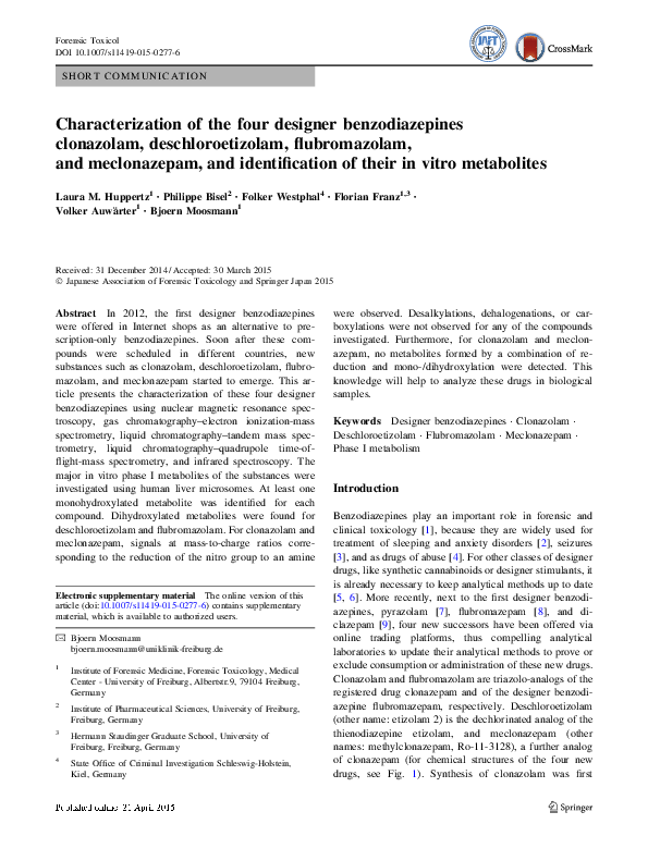 (PDF) Characterization of the four designer benzodiazepines clonazolam ...