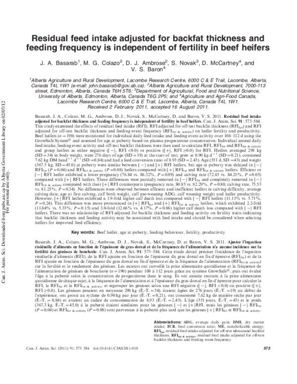 (PDF) Residual feed intake adjusted for backfat thickness and feeding ...