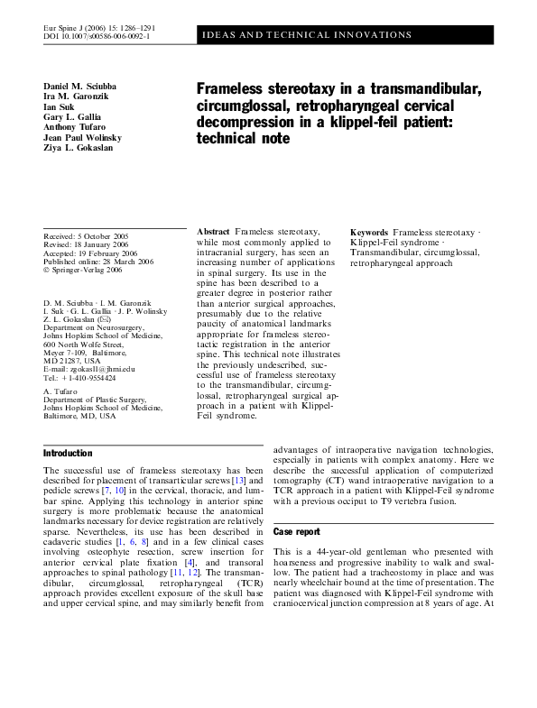 (PDF) Frameless stereotaxy in a transmandibular, circumglossal ...