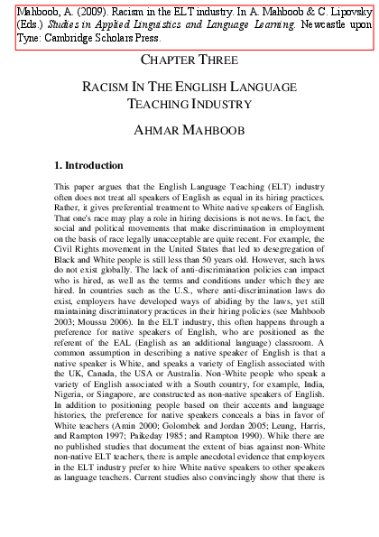 (PDF) Racism in the English language teaching industry