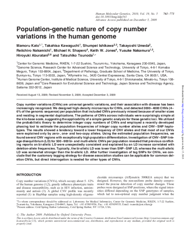 (PDF) A map of copy number variations in the Tunisian population: a ...